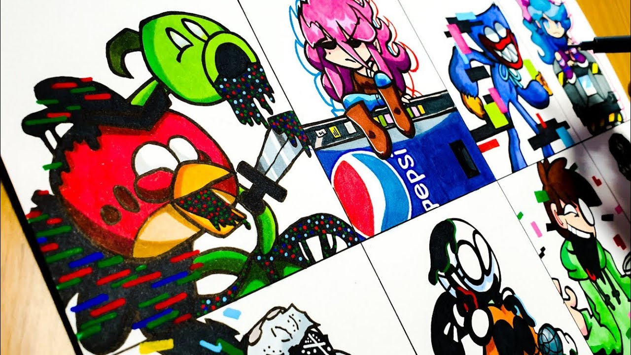 DRAWING::FNFmod::AngryBird::Red@pea::HuggyWuggi::Rub::New FNF Pibby Mod ...