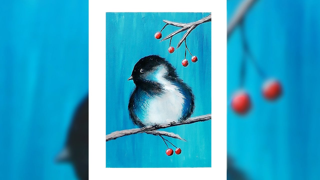 Acrylic Painting｜Very Easy Bird on Canvas Step by Step #112｜Satisfying ...