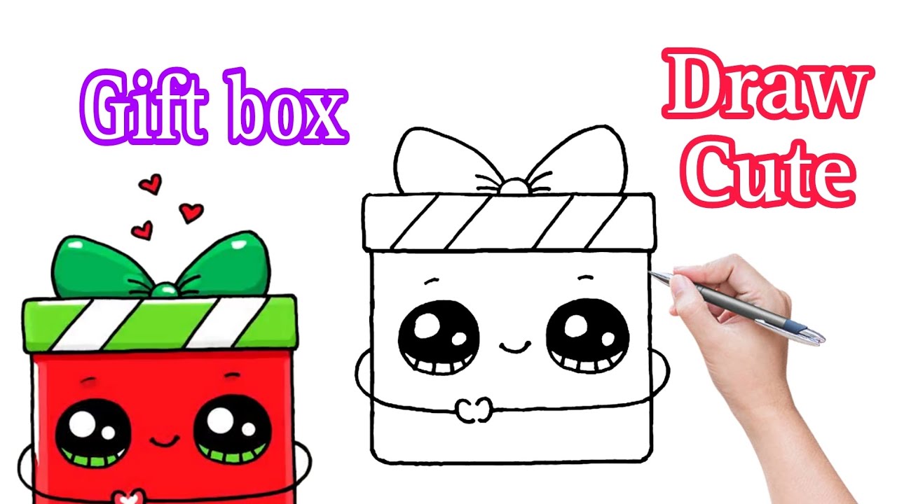 How To Draw A Cute GIFT BOX Clipart,To Draw step by step, DL cute ...
