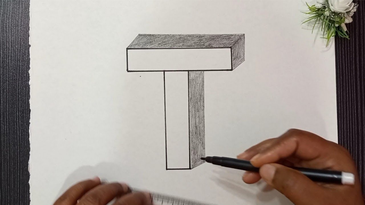 3D Alphabet Letter drawing of T must try kare | How to draw 3D Alphabet ...