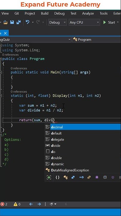 Programming Quiz Questions - Q80 - Expand Future Academy #Shorts #Programming #CSharp #Dotnet ...