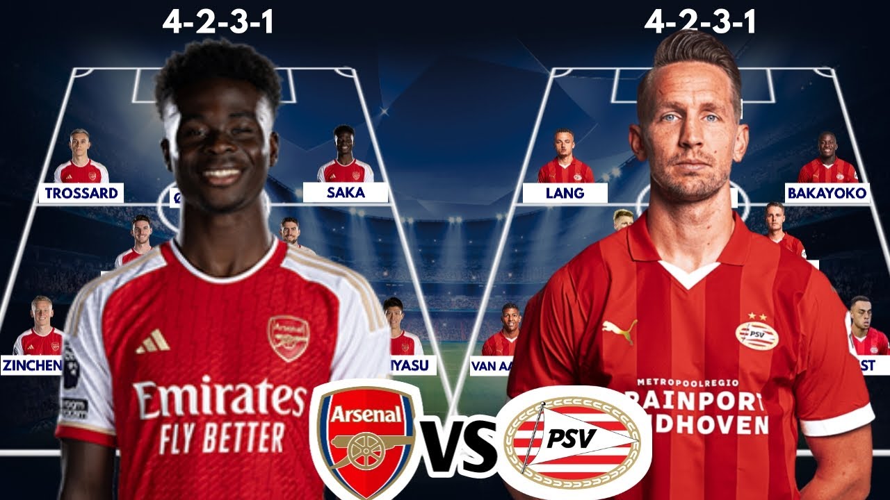 ARSENAL VS PSV EINDHOVEN | Arsenal potential starting lineup UEFA ...