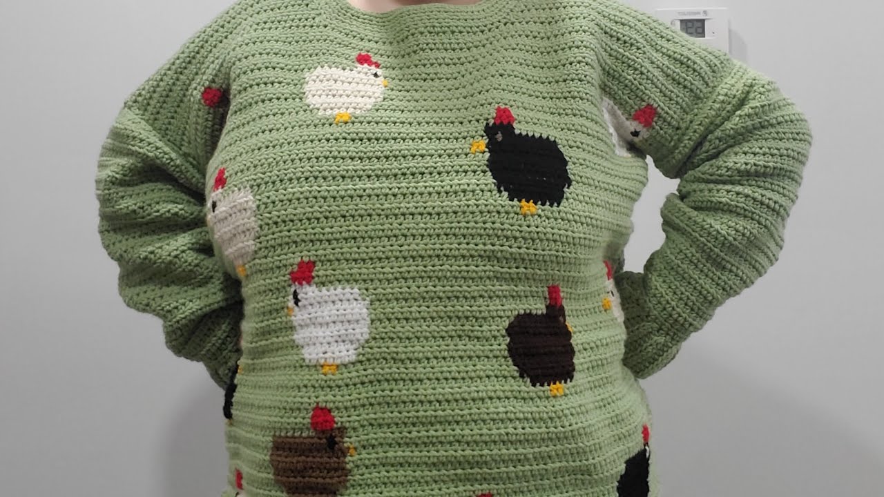 Wearable WIP Wednesday 🤗🧶 Tapestry Crochet Sweater 🐔 - YouTube