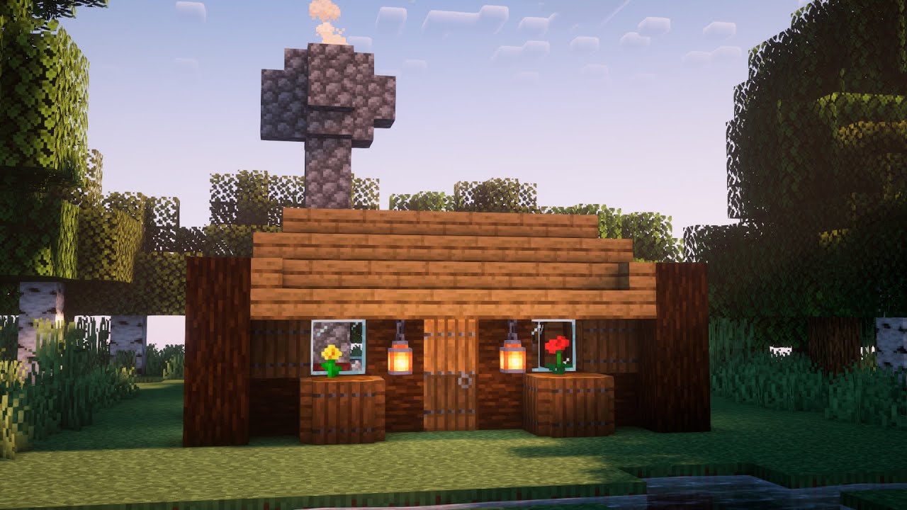 Minecraft: How to Build a Wooden Hut - YouTube