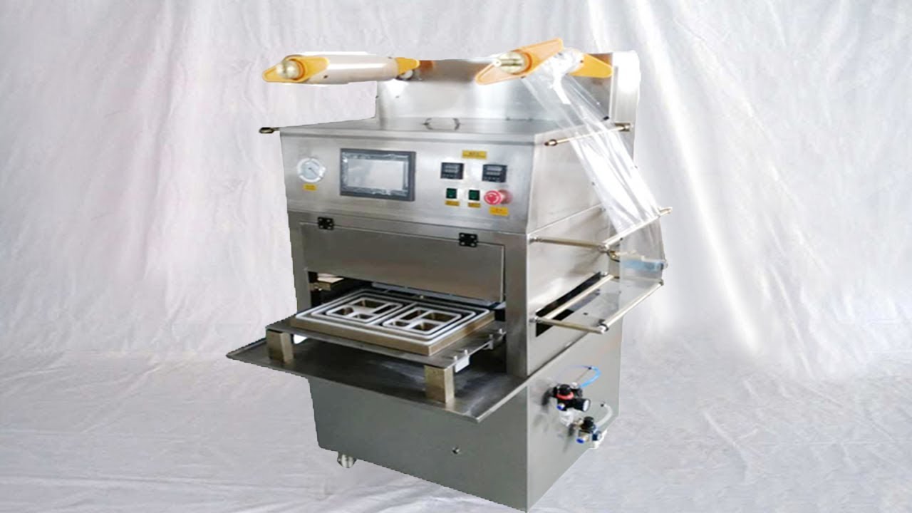 Plastic film tray sealing machinery MAP food packaging equipment semi ...