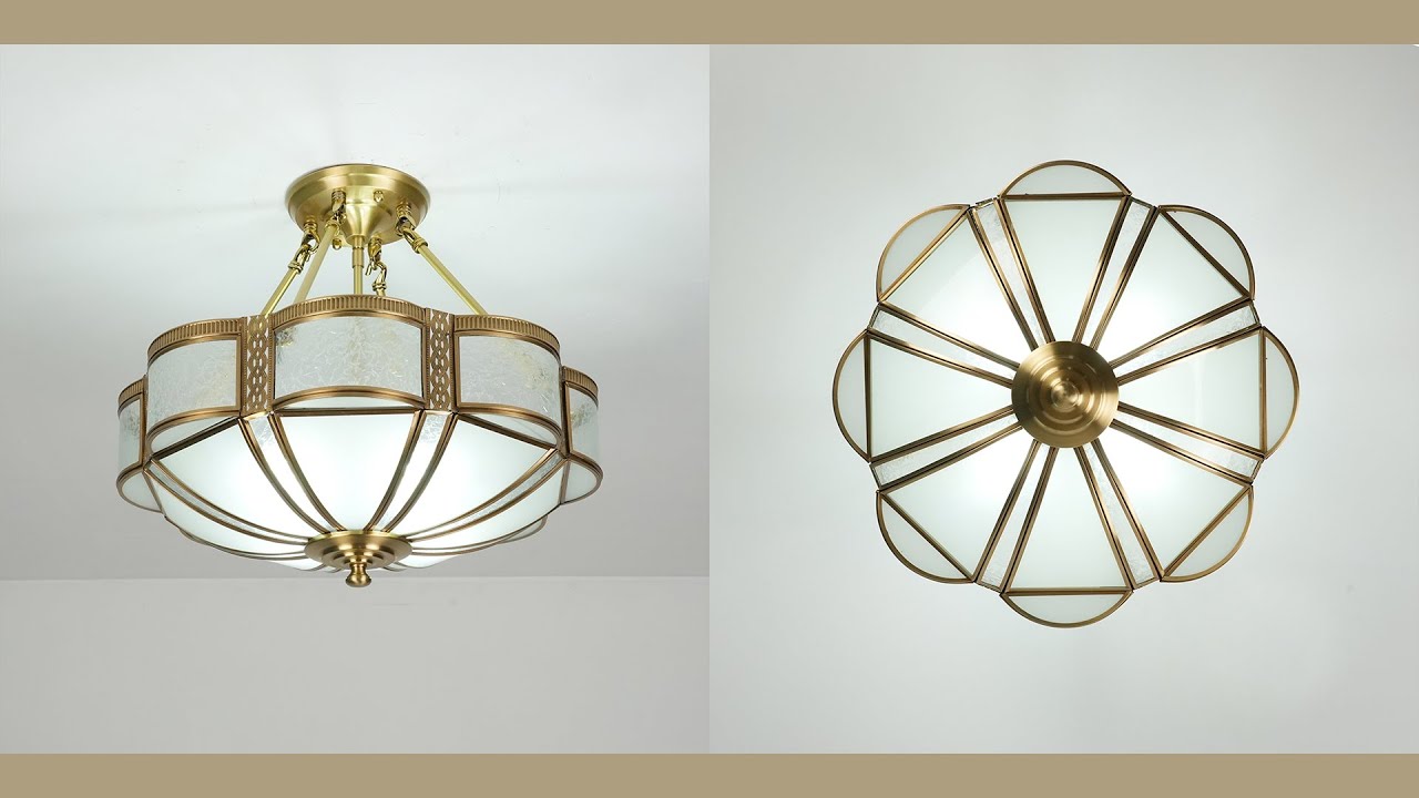 Aeyee Classy Brass Semi-Flush Mount Ceiling Light Elegant Hanging ...