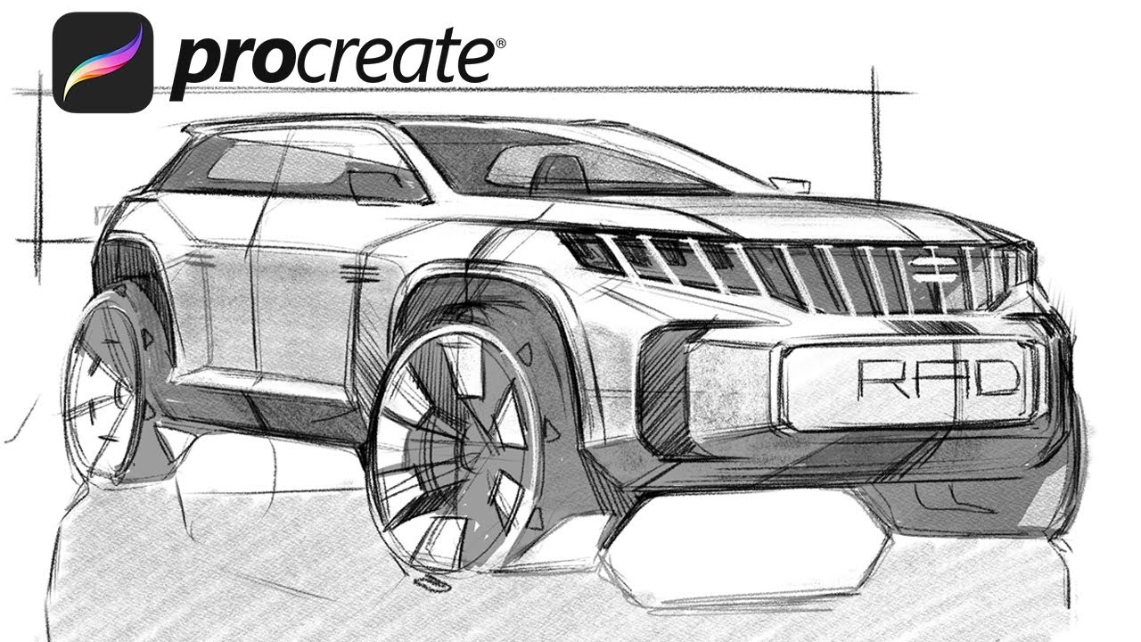 [car sketch]#032 iPad Pro Car sketch / Procreate / Quick digital sketch ...
