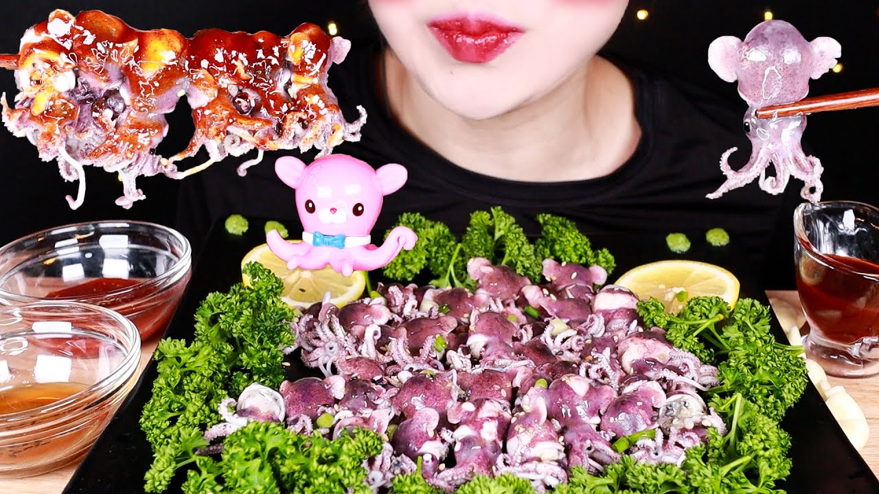ASMR 🌝 귀꼴뚜기, 대갈장군 Baby octopus MUKBANG - YouTube