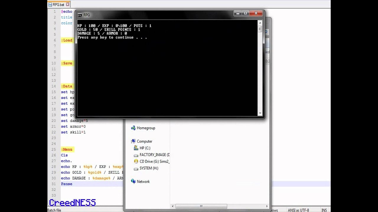 Making A Batch File RPG | Episode 1 | CreedNESS | - YouTube