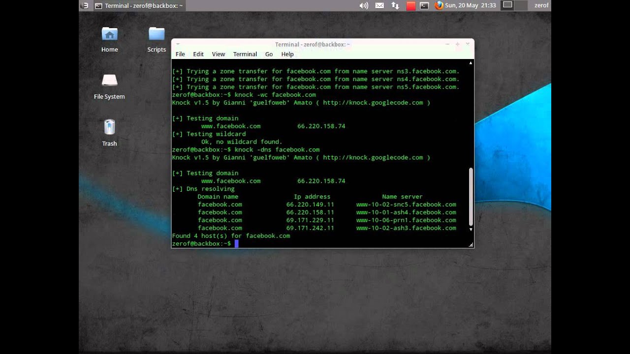 Knock Subdomain Scanner on BackBox 2 - YouTube