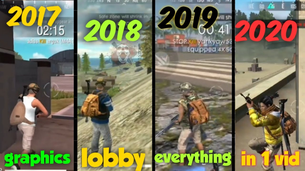 FREE FIRE EVOLUTION FROM 2017 TO 2020 | free fire 2017 vs 2018 vs 2019 ...