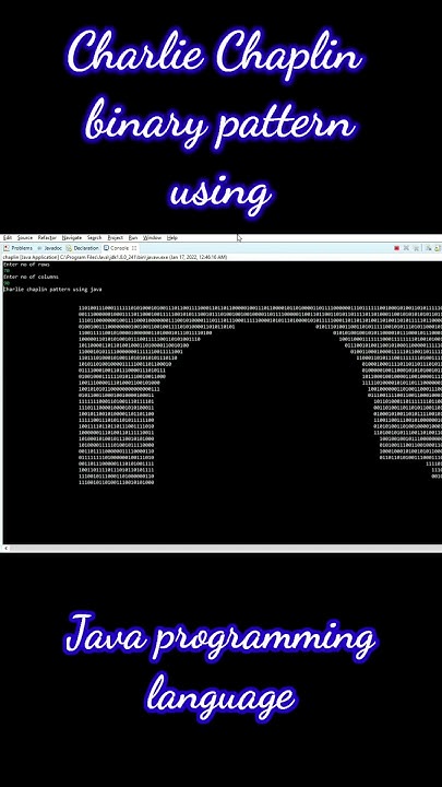 Charlie Chaplin Comedian 😎🤠 Pattern Using Java Shorts Javaprogramming Youtube