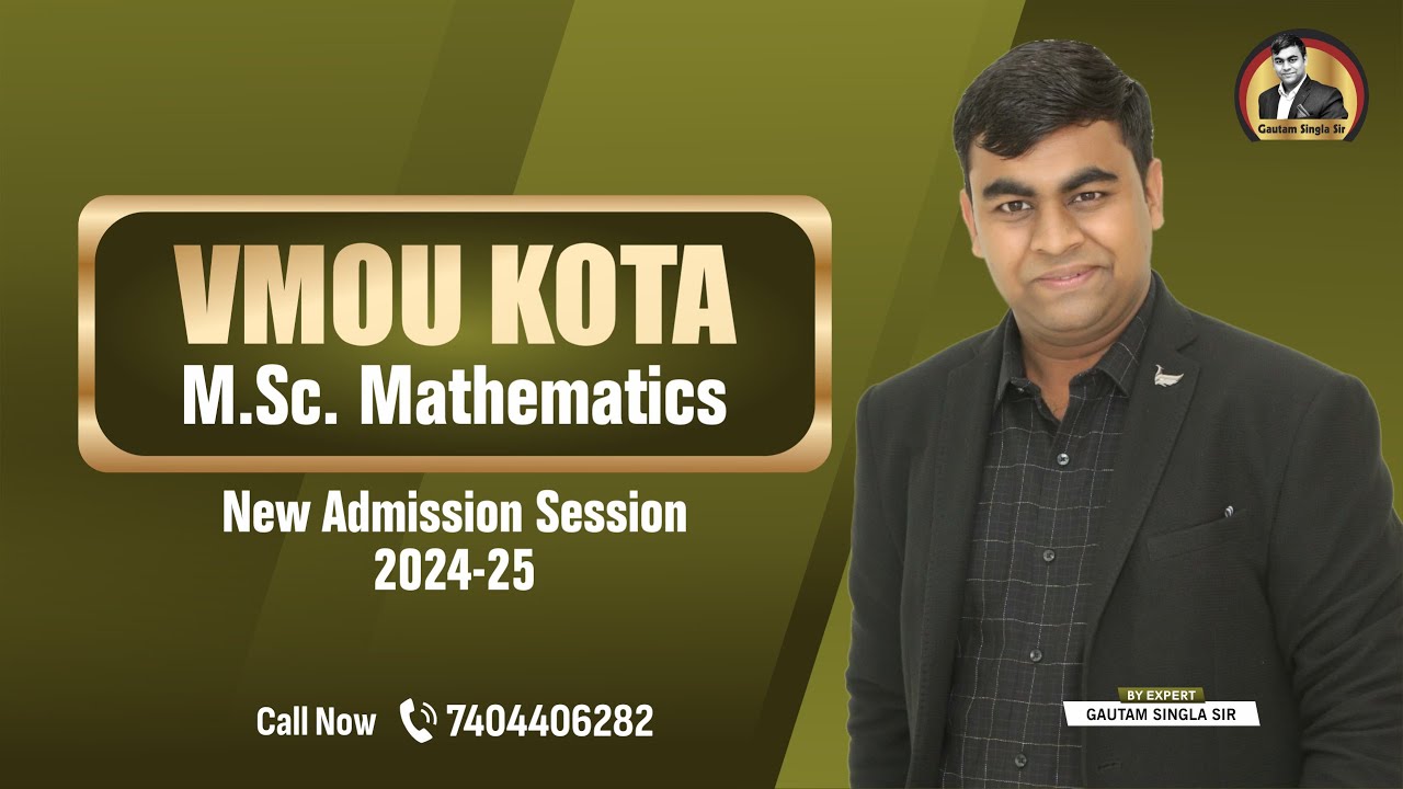 VMOU Kota M.Sc. Mathematics Complete Admission Process July 2024-25 by ...