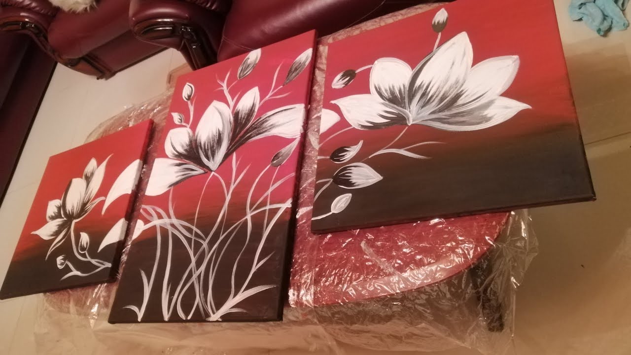 Three pieces canvas art | Acrylic Painting | #acrylicpainting # ...