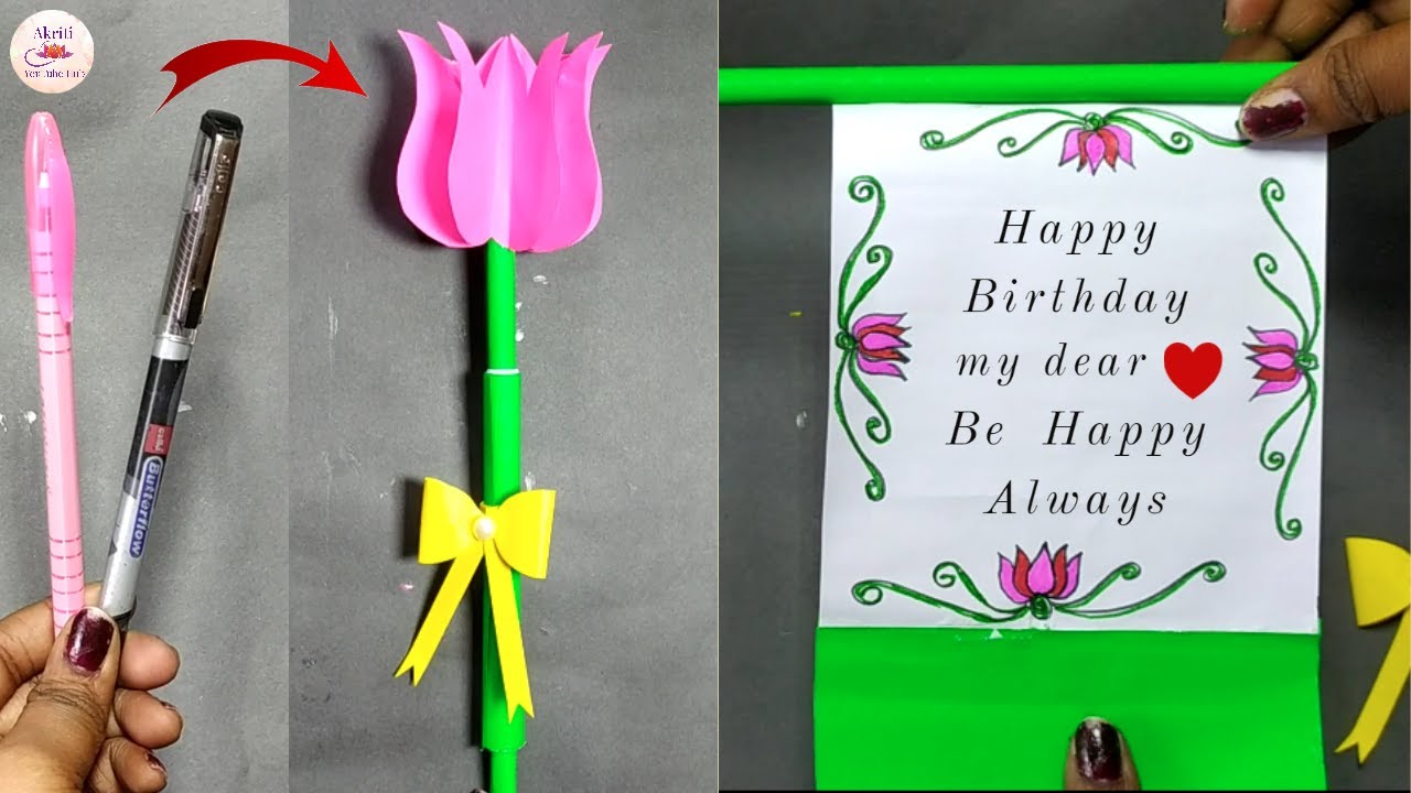 Easy Flower Birthday Card for Loved ones|DIY Birthday Gift idea|DIY ...