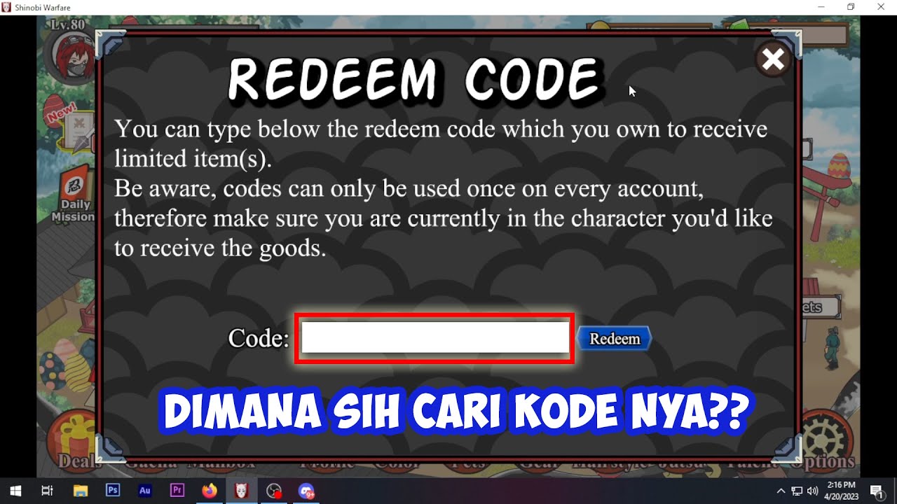 Gimana sih cara dapetin kode redeem? | Shinobi Warfare - YouTube