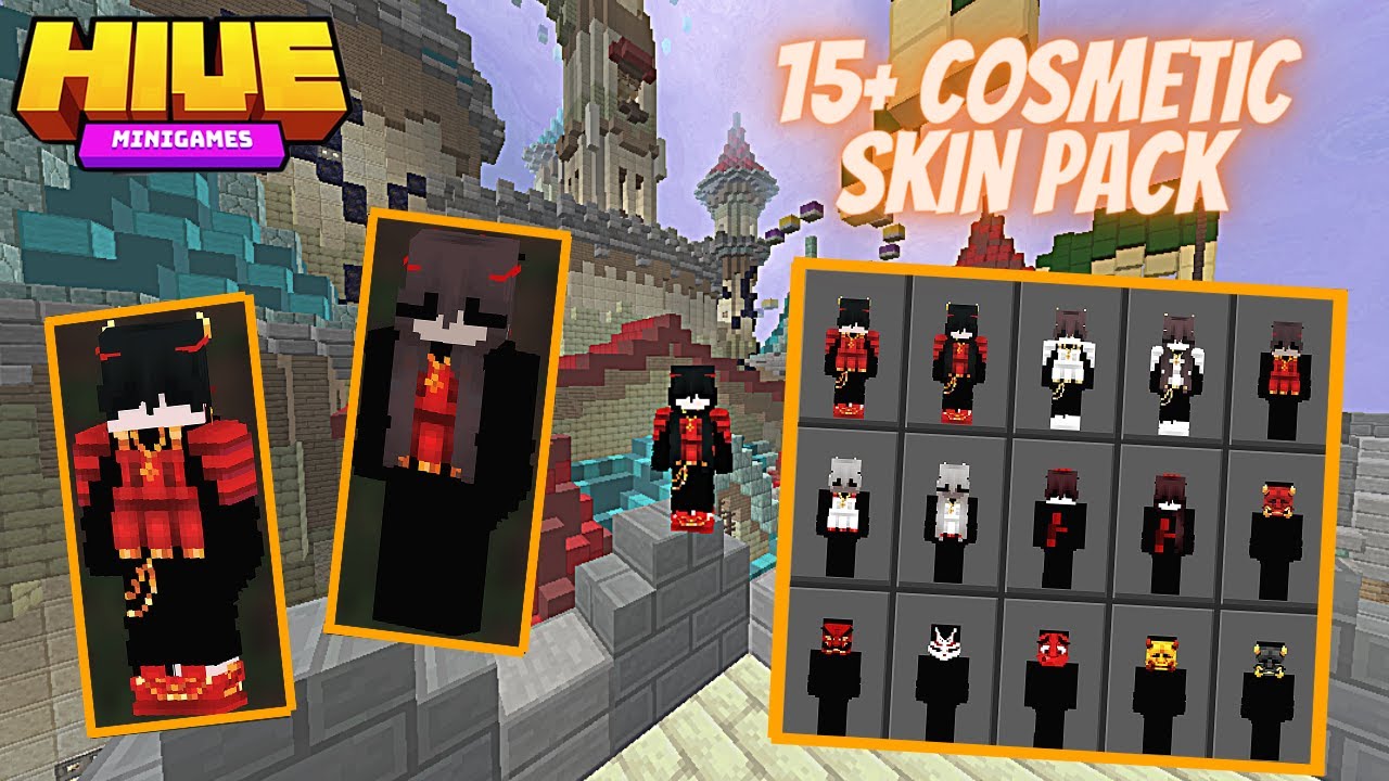 𝗖𝗼𝘀𝗺𝗲𝘁𝗶𝗰𝘀 𝗣𝗮𝗰𝗸 | 4D skins working on Hive 2023, 15+ cosmetics (1.20 ...