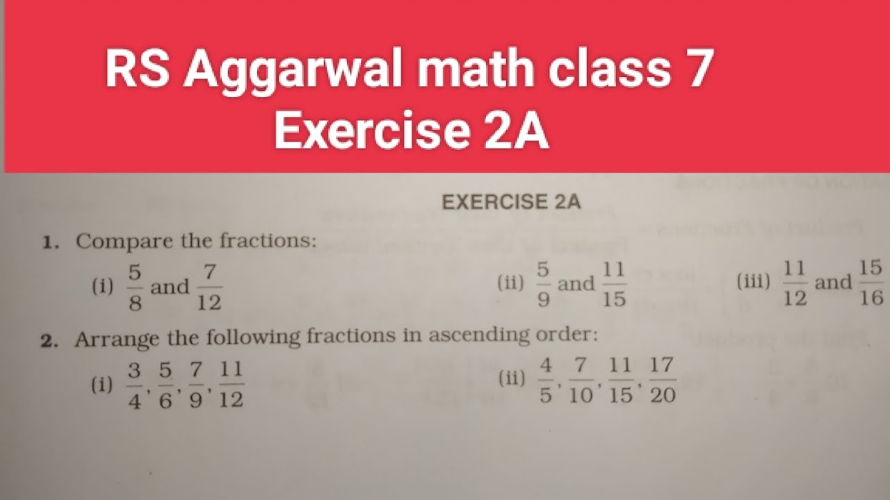 RS Aggarwal math class 7 exercise 2A ।। Class 7 exercise 2A RS Aggarwal ...