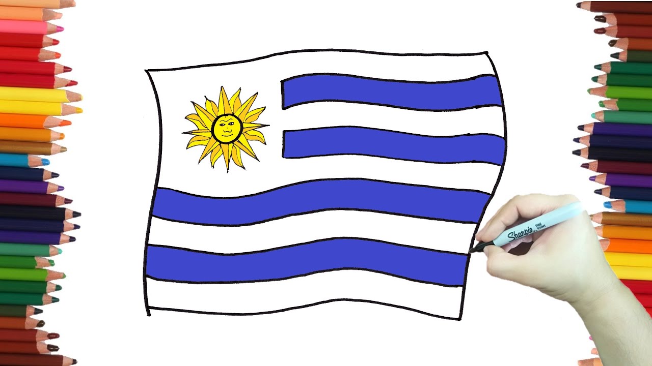 Como dibujar la bandera de Uruguay paso a paso y muy facil - YouTube