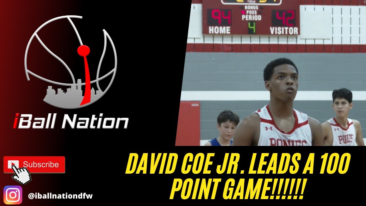 David Coe Jr. leads a 100 POINT GAME!!! MUST WATCH !!! 8th grade PHENOM ...