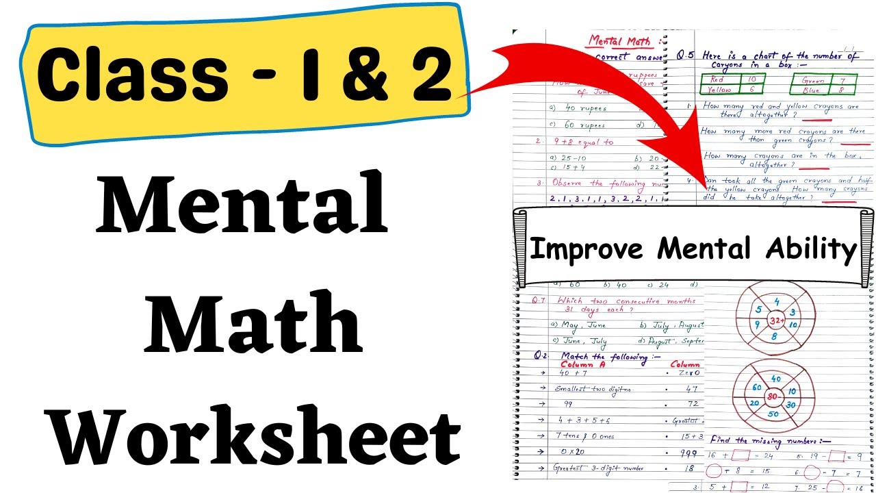 Mental Math Worksheet Class 1 Mental Math For Class 1grade 1 Math Worksheet Class 1 Mental