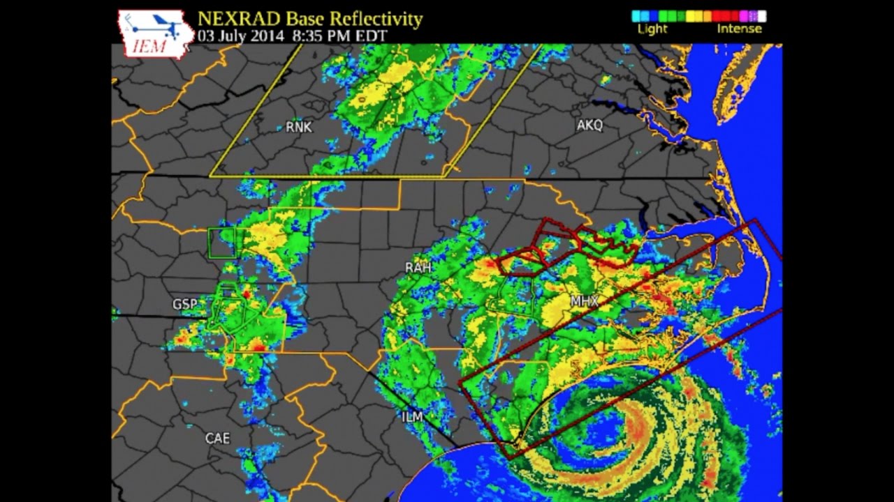 Radar Loop - July 3-4, 2014 - Hurricane Arthur - YouTube