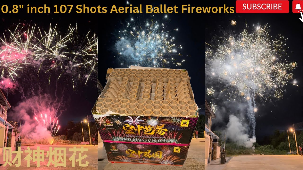 0.8" Inch 107 Shots Happy Boom Aerial Ballet Fireworks Cake 2023 - YouTube