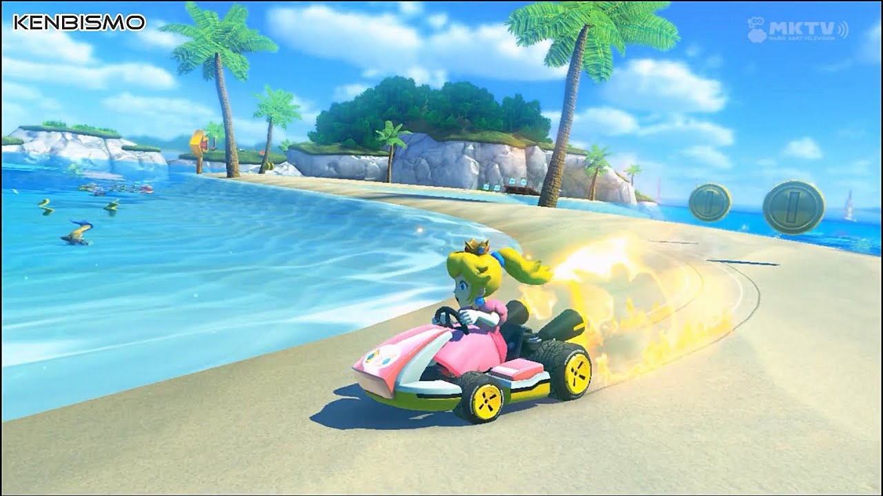 Princess Peach race at Cheep Cheep Beach Highlight Mario Kart Game ...