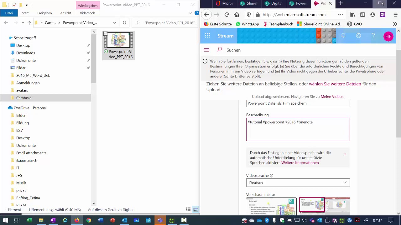 OneNote: Video auf Stream hochladen und in OneNote-Seite einbetten ...