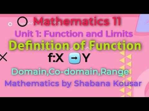 Definition of Function, domain,codomain and range of a function.maths 11#math#mathematics - YouTube