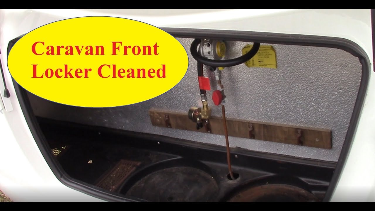 Caravan Front Locker Cleaned (not before time) - YouTube