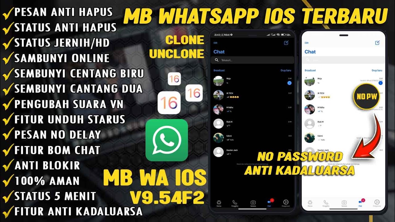CARA UBAH WA ANDROID JADI IPHONE ⚡ MB WA IOS TERBARU 2023 VERSI V9.54F2 ...