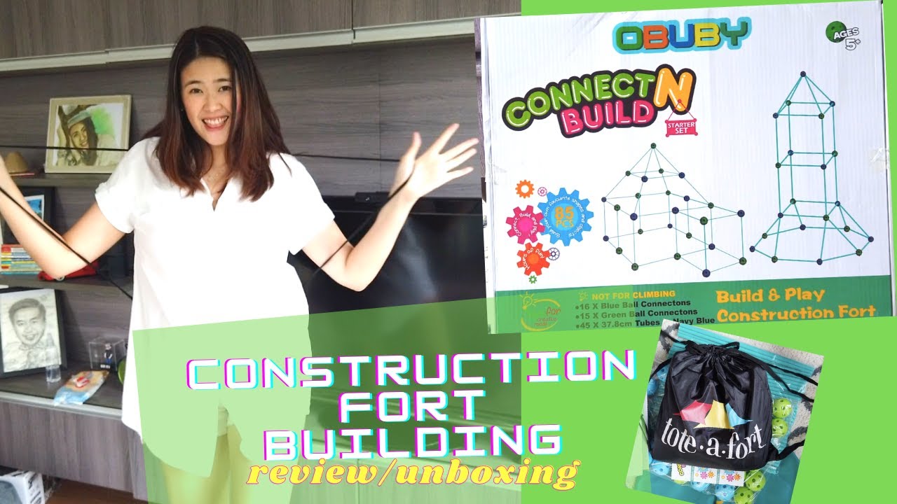 Obuby Kids Construction Fort Building Kit Review with Tote a Fort - YouTube