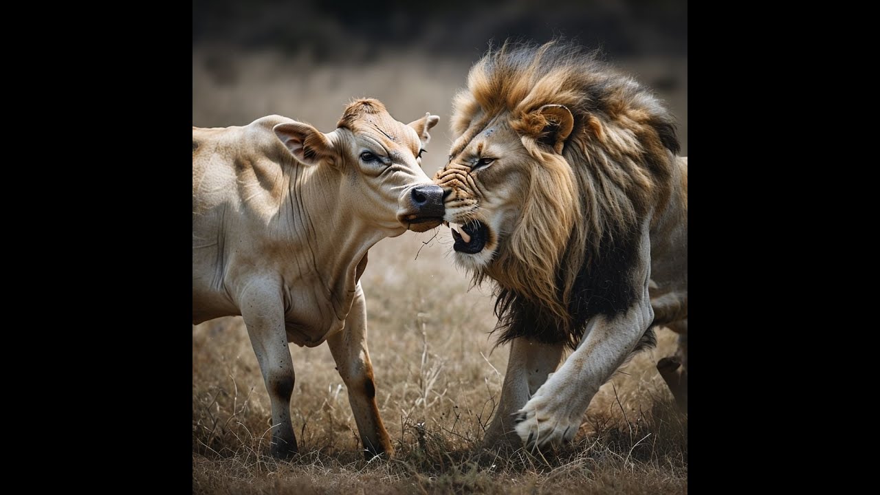 The Brave Cow and Hungry Lion Kids Story #Moral Story - YouTube