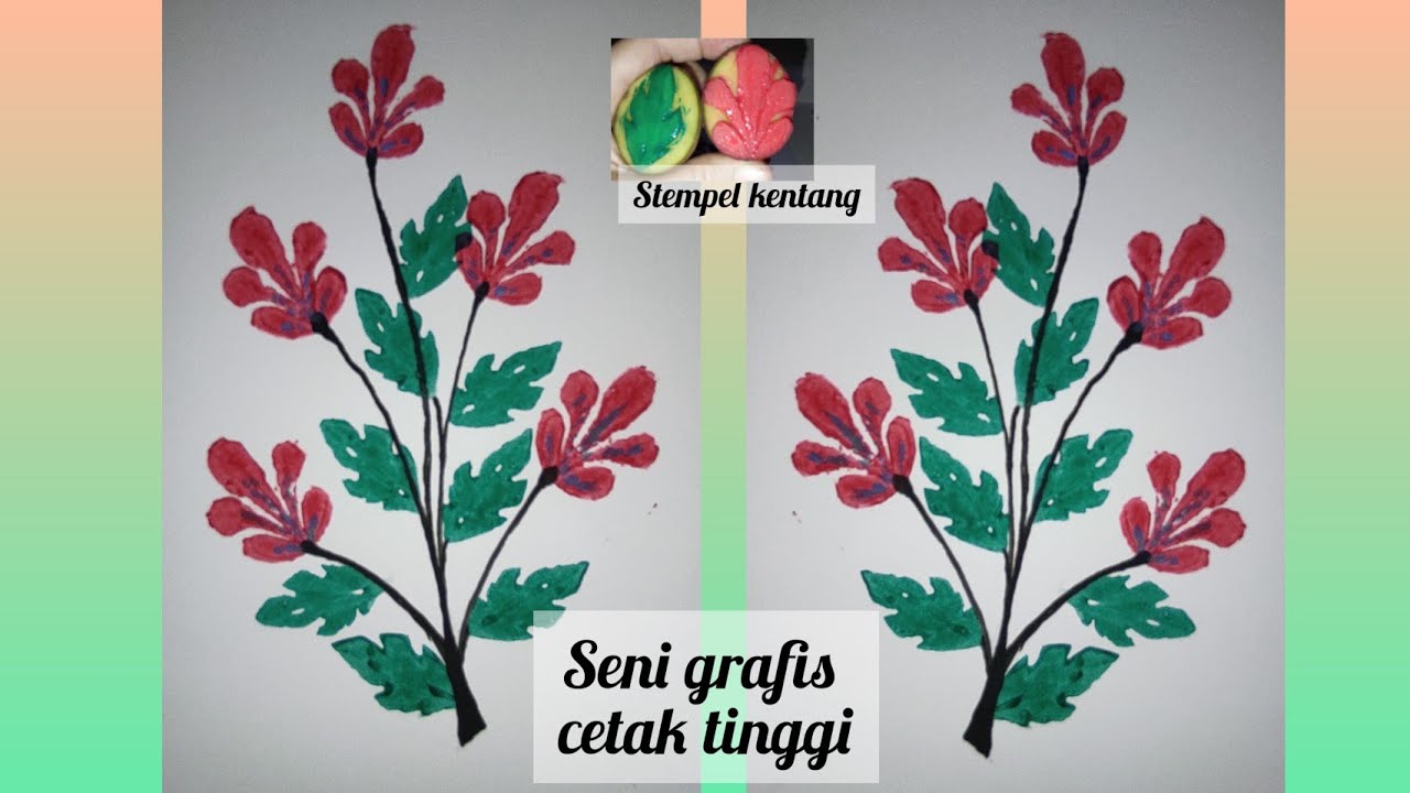 Seni grafis cetak tinggi dari bahan alam/ Stempel kentang @Bundalena520 ...