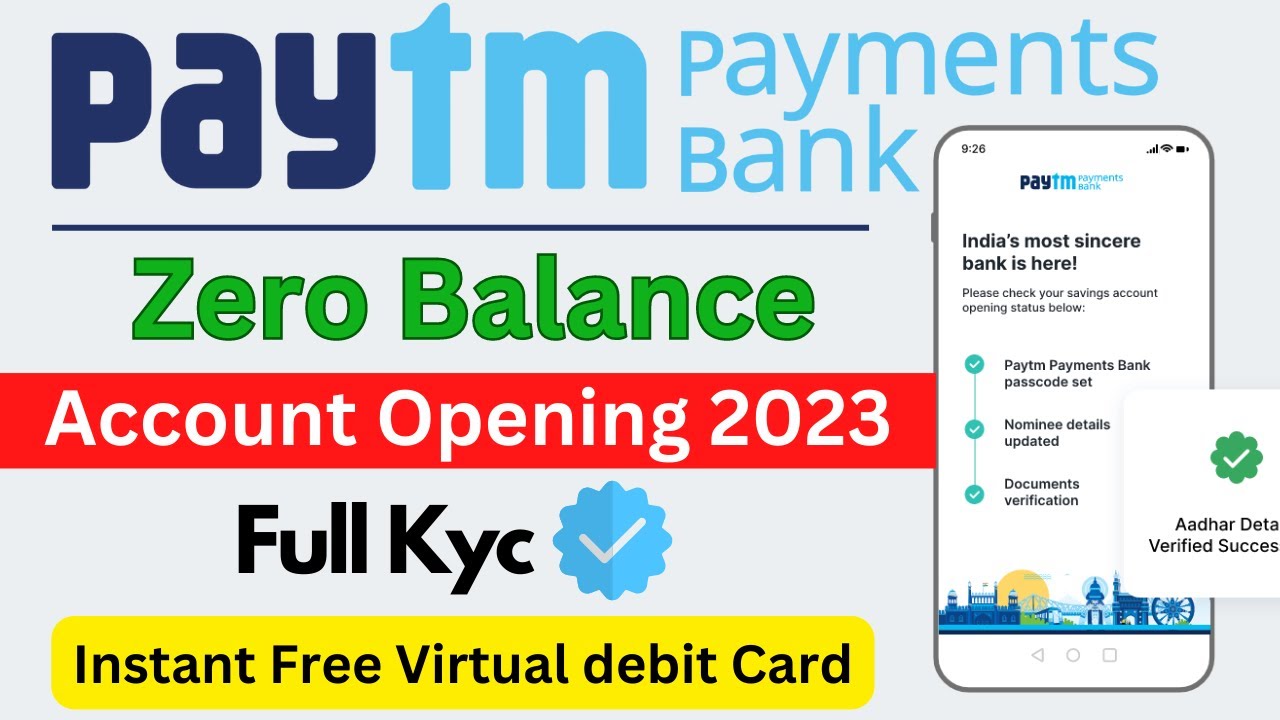 Paytm Payment Bank Open Account 2023 || Paytm Zero Balance Account ...