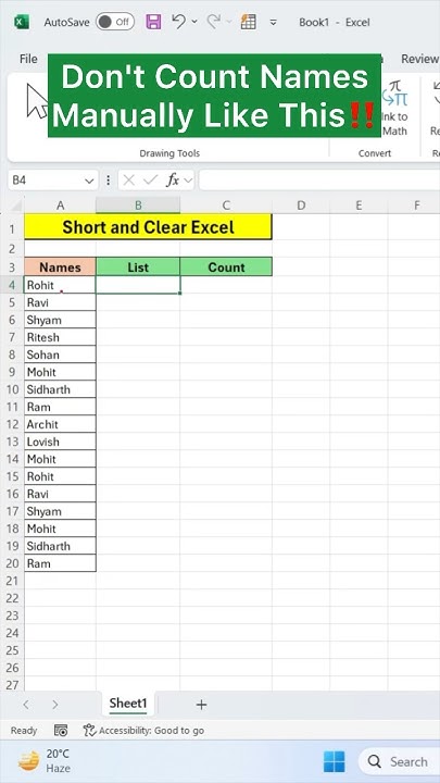 Dont Count Names Manually In Excel ️instead Use Two Formulas Of Excel Excel Exceltips