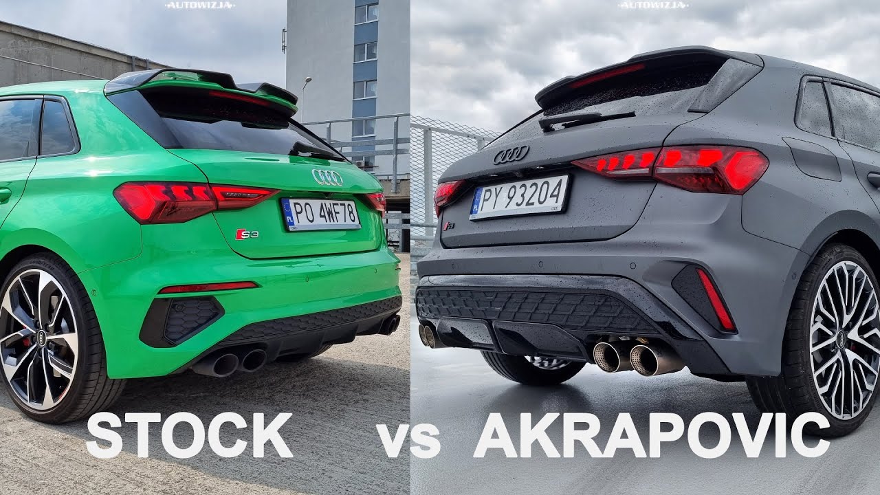 Audi S3 Akrapovic vs Stock Exhaust sound comparison - YouTube