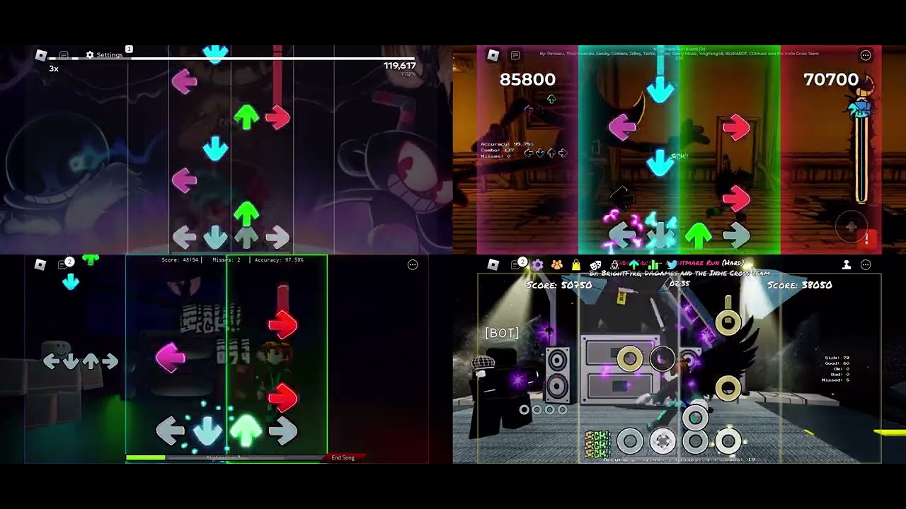 FNF Nightmare Run But 4 ROBLOX GAMES - YouTube