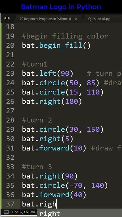 Draw Batman Logo in Python Turtle 😯 #shorts - YouTube