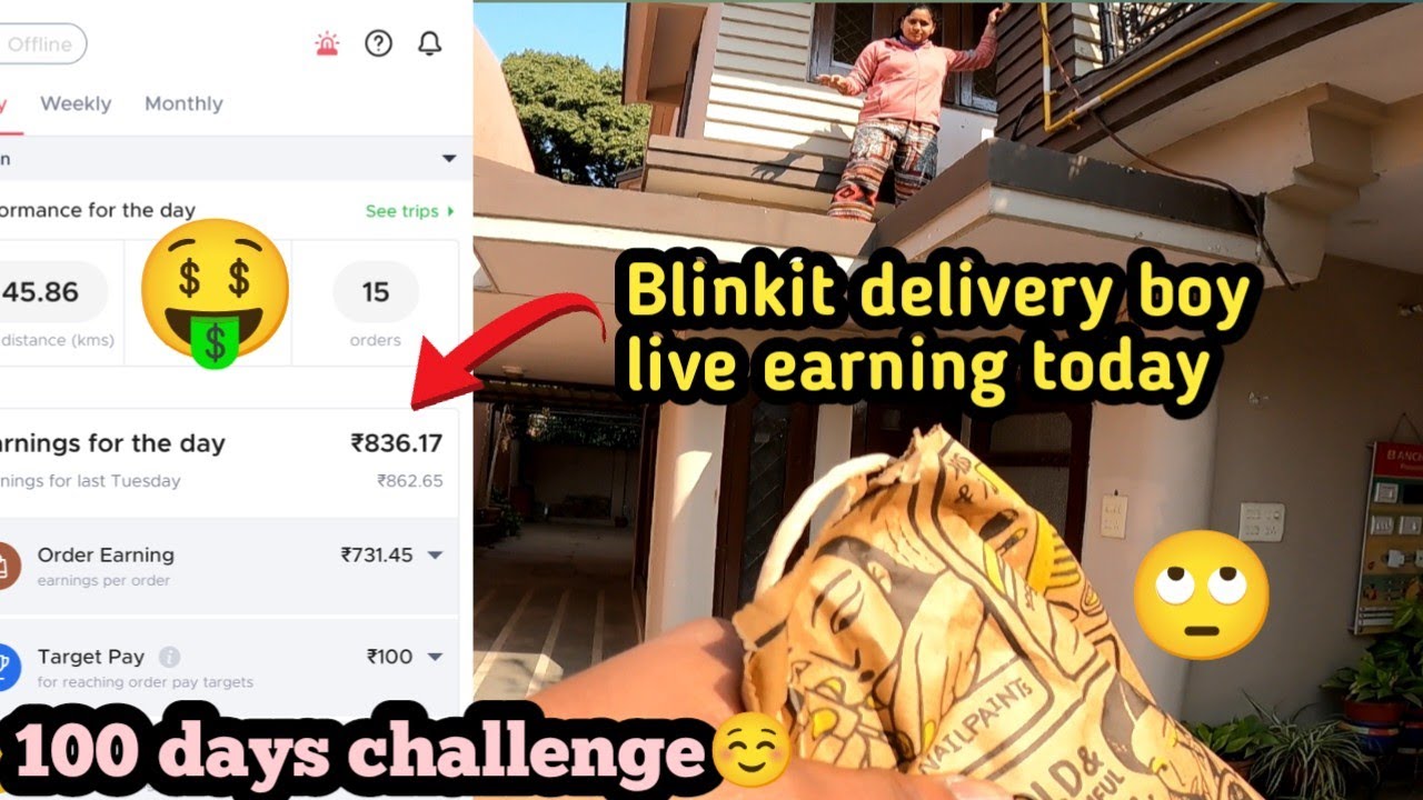 Live earning today 🤑!! blinkit delivery boy salary!! - YouTube