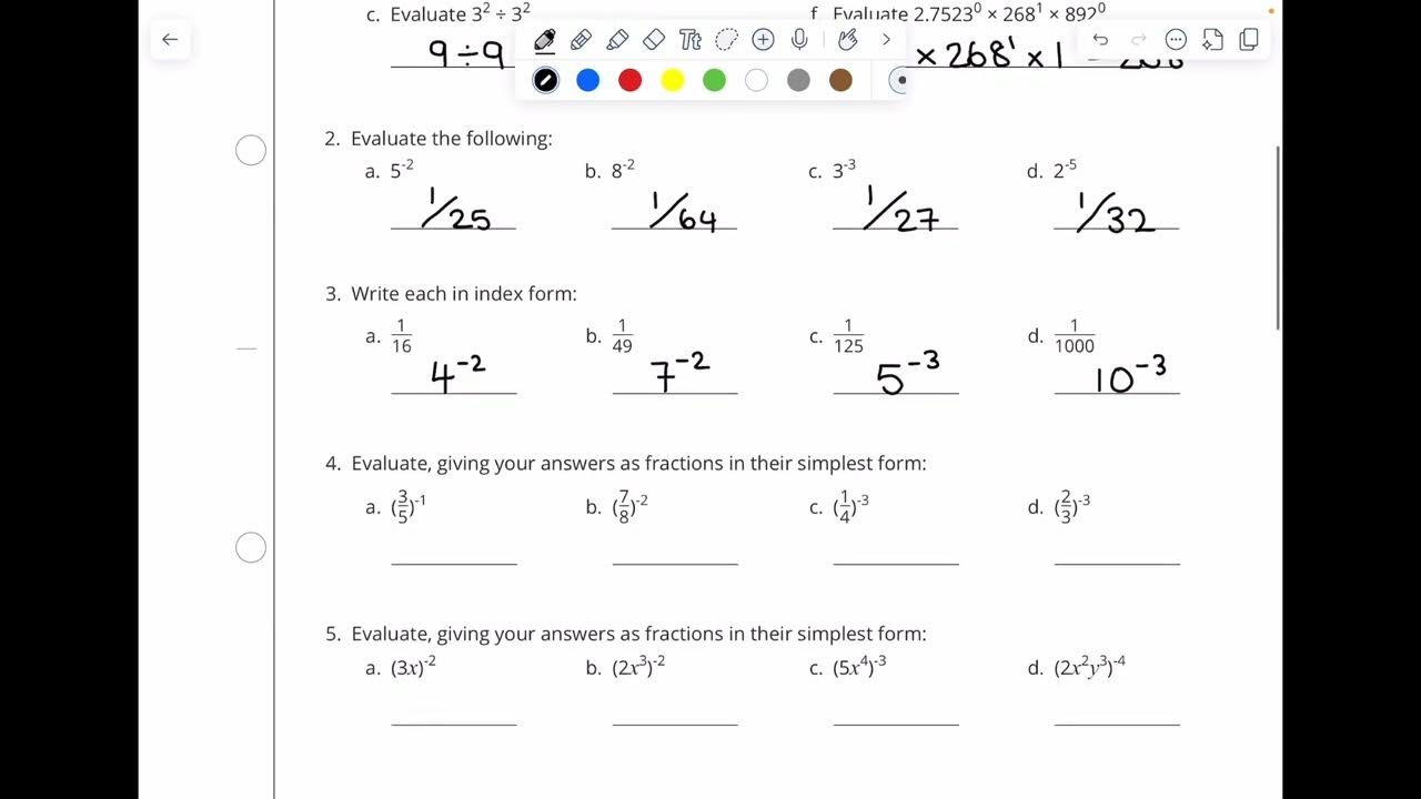 Negative and zero powers - Worked solutions - YouTube