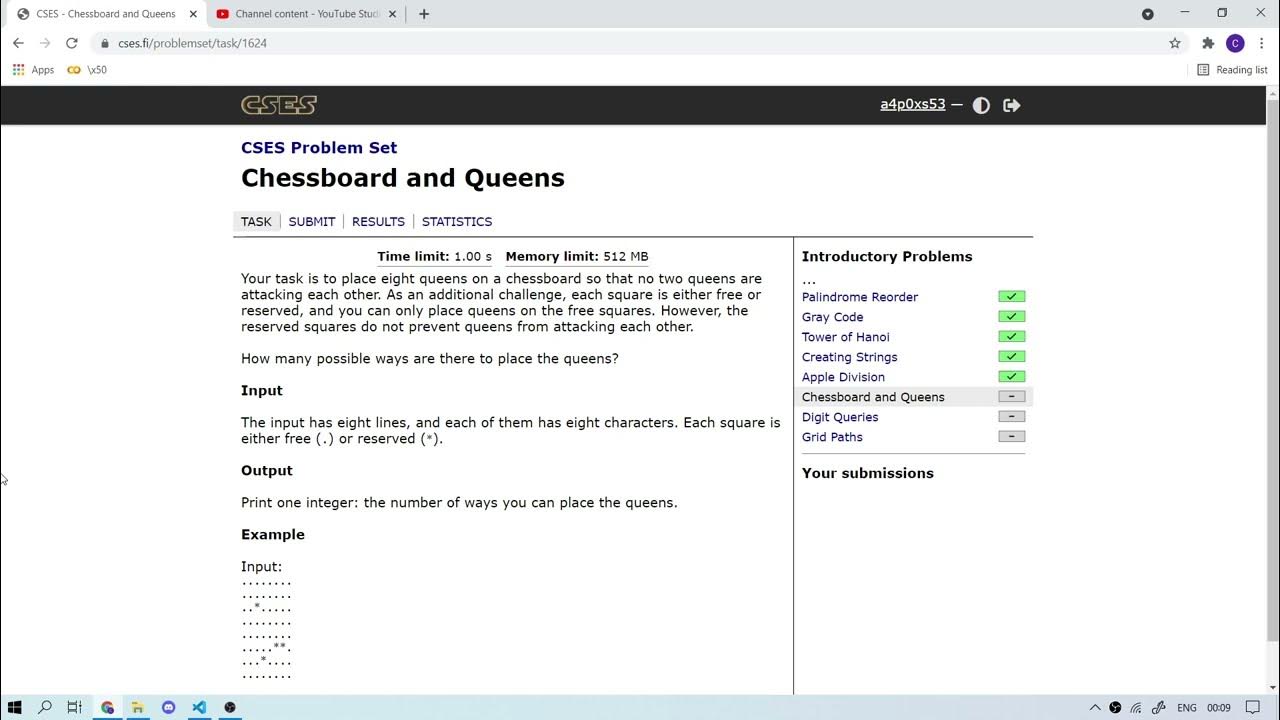 [CSES.FI PYTHON] Chessboard and Queens - YouTube