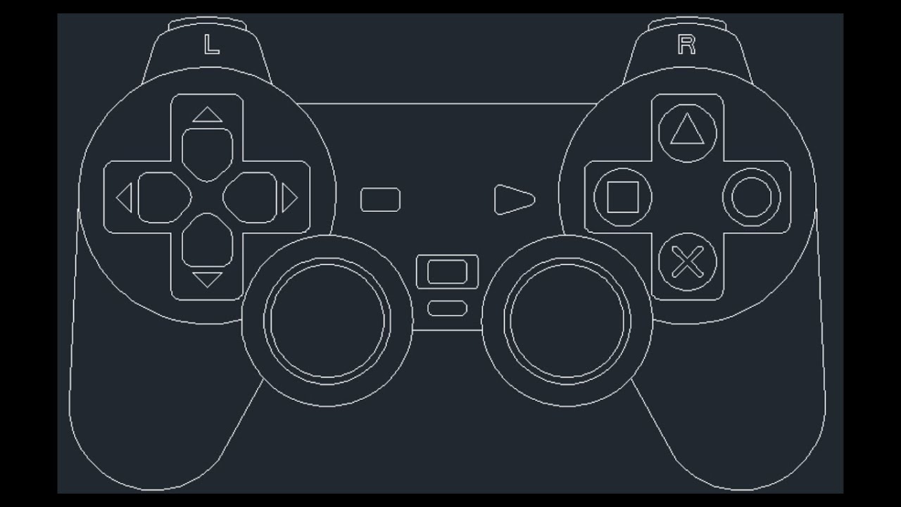 Drawing a Playstation controller 2d by autocad - YouTube