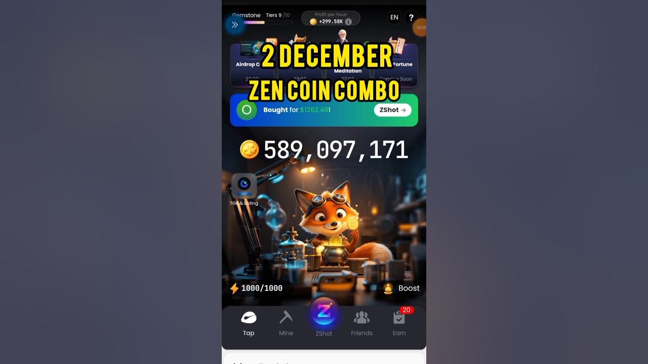 Zen coin daily combo cards 2 December | 2 December Zen coin Combo cards | Zen coin today's combo ...
