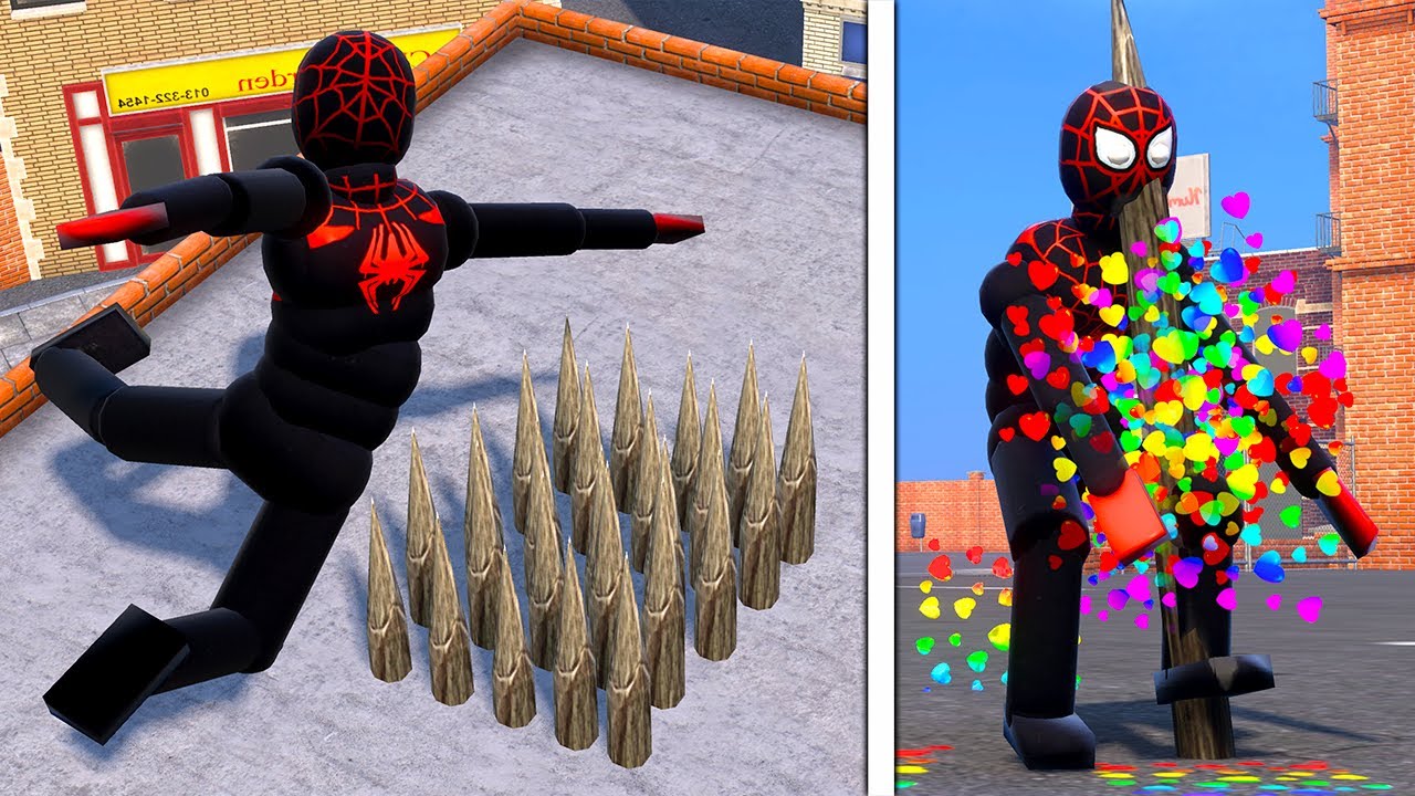 Spider-Man MILES MORALES NPC Ragdolls VS Spikes | Epic NPC Falls ...