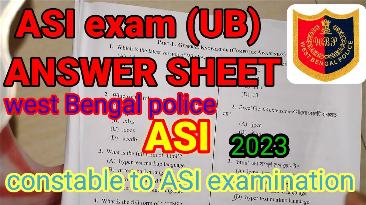 Answer SHEET of ASI exam (UB) 2023 - YouTube