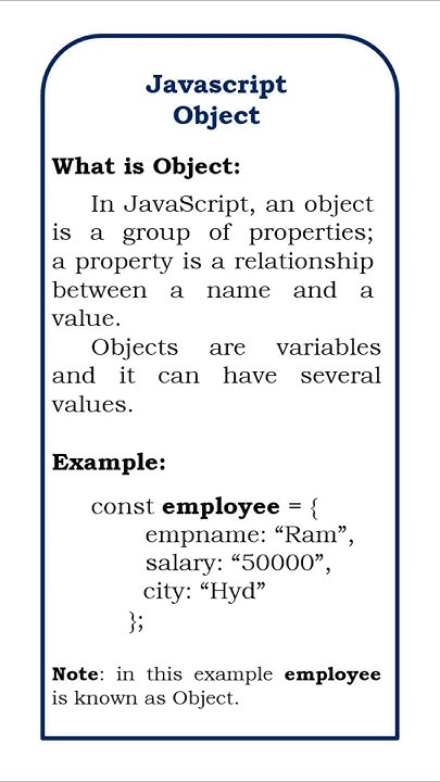 Javascript Objects #javascript #educationalvideo #jscript #object # ...