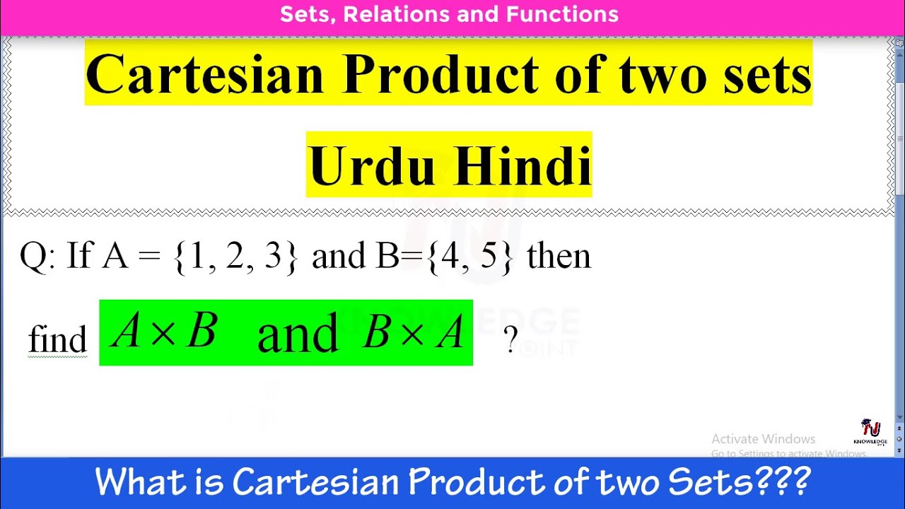 What is Cartesian Product of two Sets || Urdu Hindi || Sets and ...