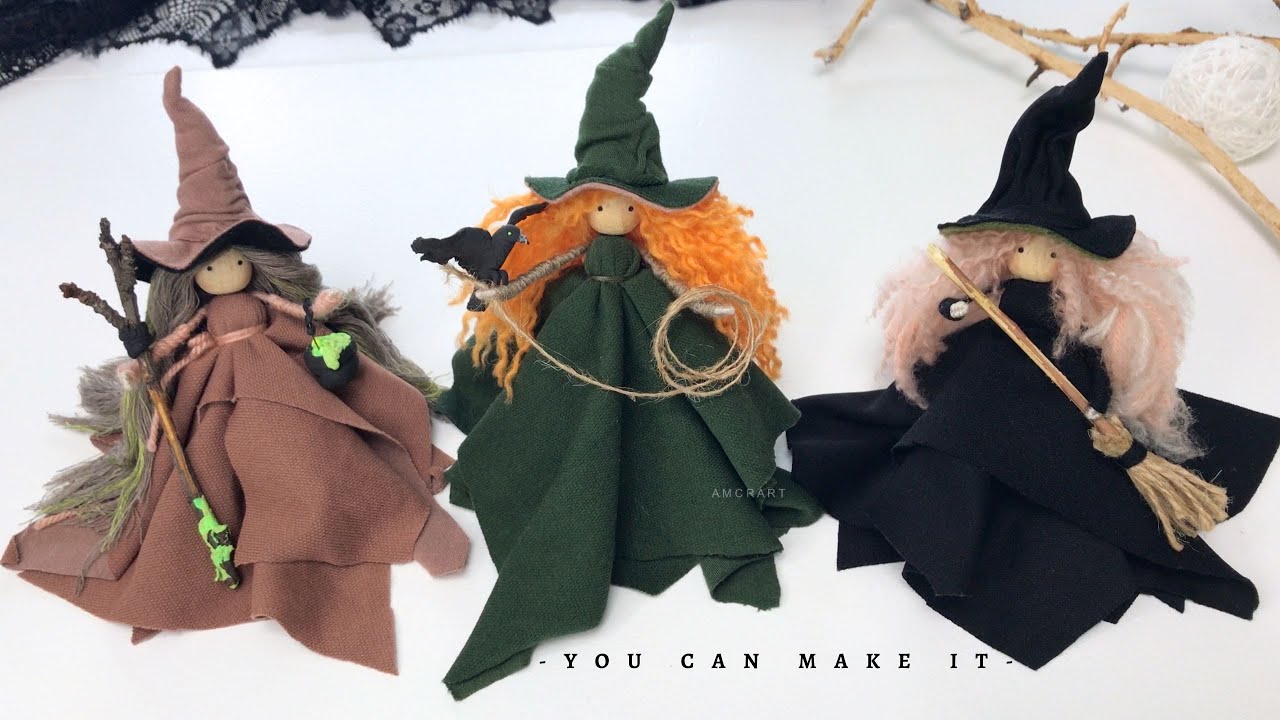 How to make Witch Doll 🧙‍♀️ Tutorial for Unique Handmade Gifts | DIY Ideas 🤍 Halloween Crafts ...